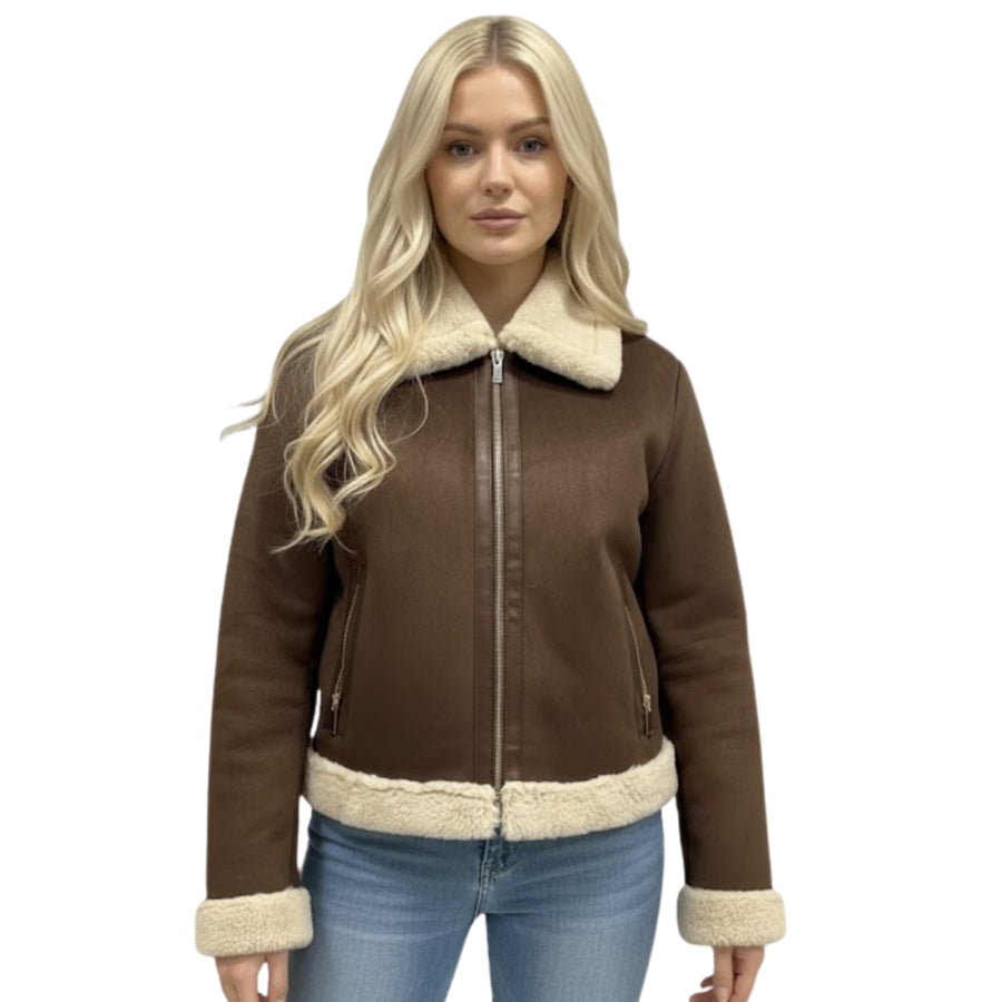 Chamarra Cozy Shearling Color Cafe – Aspik